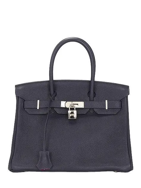 FWRD RENEW Hermes Verso Togo Birkin 30 Handbag - Bleu Nuit & Rose Pourpre