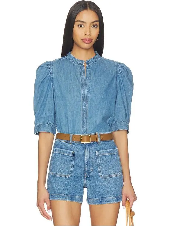 Madewell Denim Puff Sleeve Shirt - Coastal Blue