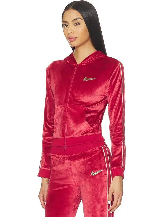Nike Velour Full Zip Hoodie - Team Crimson