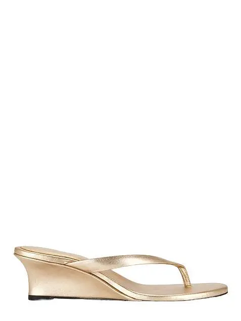 BLACK SUEDE STUDIO Easy 50 Wedge Sandal - Gold Metallic Leather