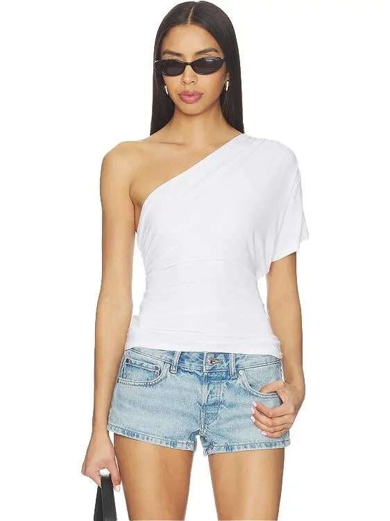EB DENIM Linnea One Shoulder Top - White