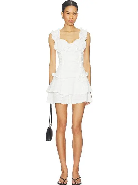 RUNAWAY THE LABEL Bronte Ruffled Corset Mini Dress - White