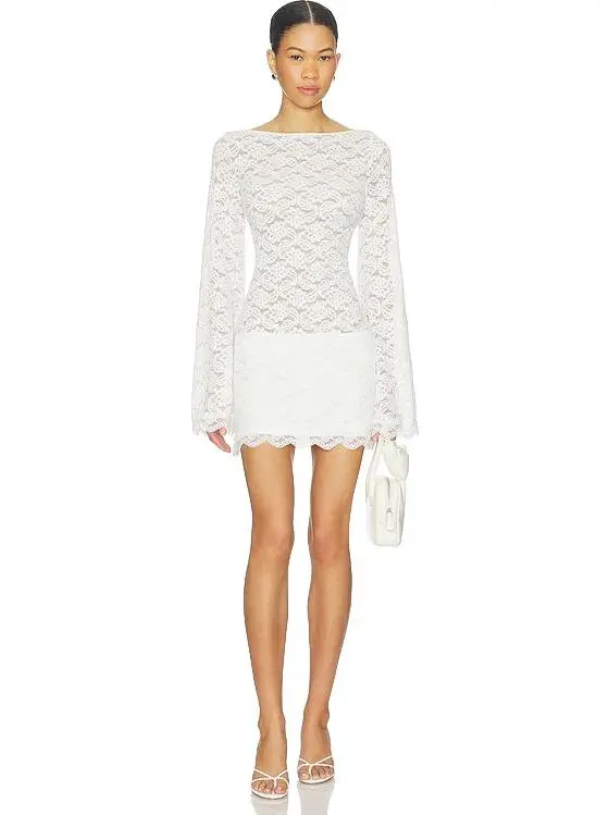 RUNAWAY THE LABEL Effie Long Sleeve Mini Dress - White