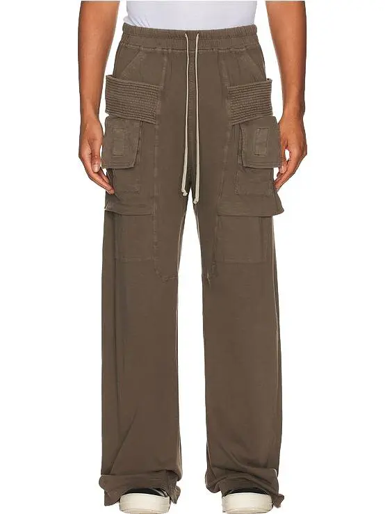 Rick Owens Creatch Cargo Drawstring Pants In Grey - Dust
