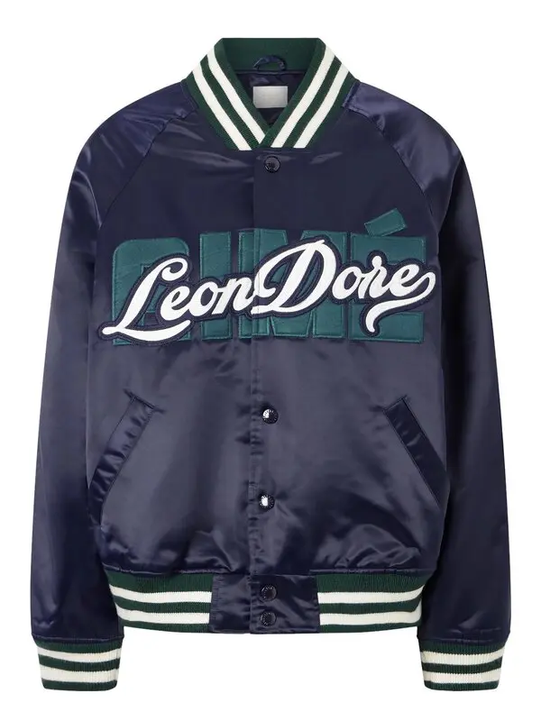 Aimé Leon Dore Logo-embroidered Satin Varsity Jacket - Blue