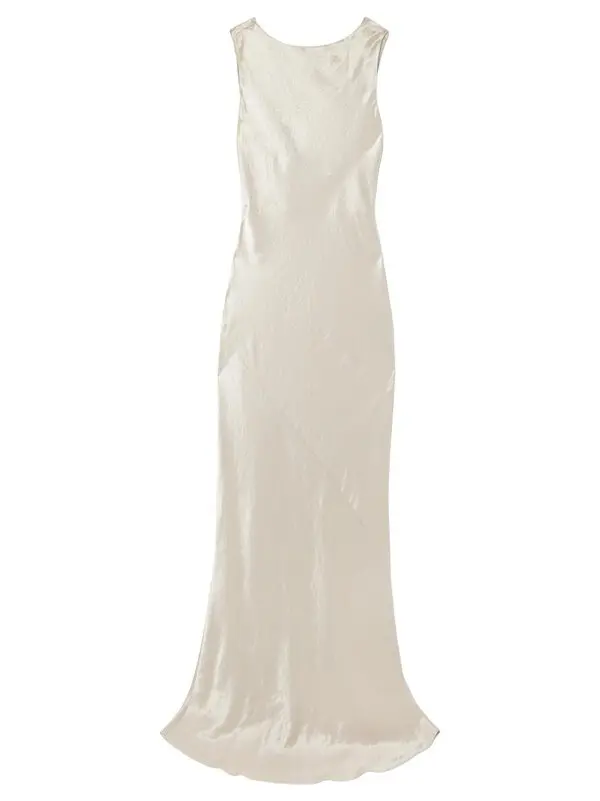 ABADIA Draped Hammered-satin Gown - Silver