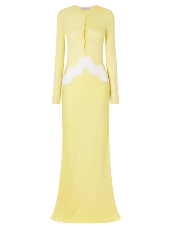 Christopher Esber Twisted-front Cutout Lace-trimmed Gown - Yellow