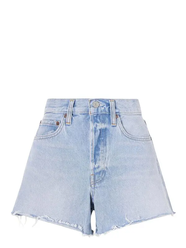 AGOLDE Parker Frayed Denim Shorts - Blue
