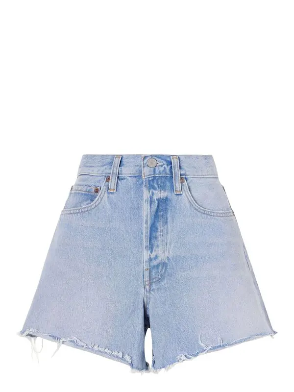 AGOLDE Parker Frayed Denim Shorts - Light Denim