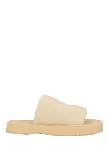 Burberry Lambskin Slide Sandals - Beige