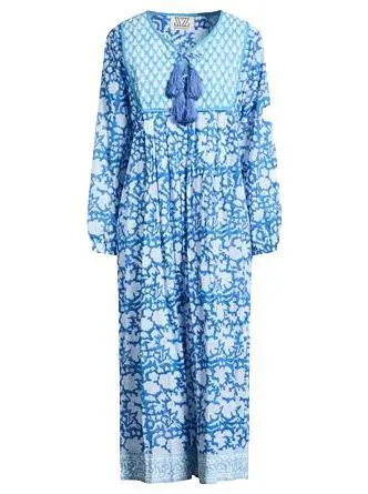 SZ BLOCKPRINTS Midi Cotton Dress - Blue