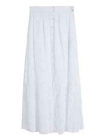 Guess Cotton Maxi Flared Skirt - White