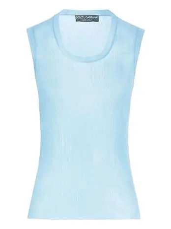 Dolce & Gabbana Metallic Jersey Top - Light Blue
