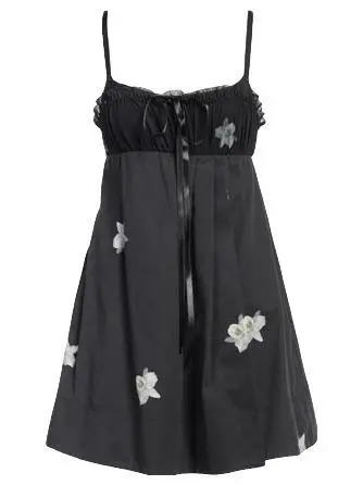 REIMAGINE PINKO X PATRICK MCDOWELL Mini Floral-print Cotton Dress - Black