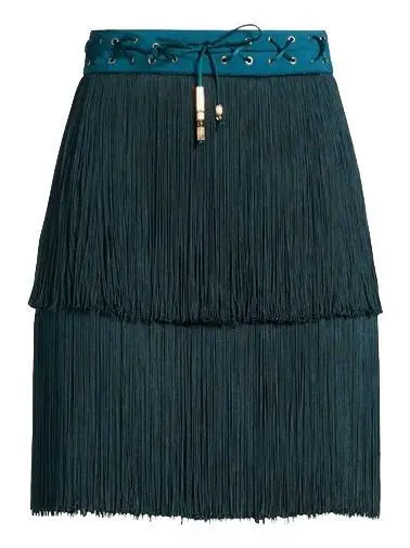 Elisabetta Franchi Mini Flared Skirt With Fringes - Green