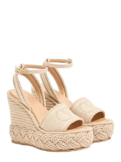 Valentino Garavani Vlogo Torchon Wedge Sandal - Natural