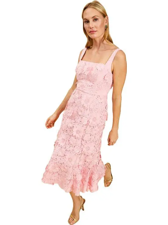 Mestiza New York Manila Lace Midi Dress - Pink