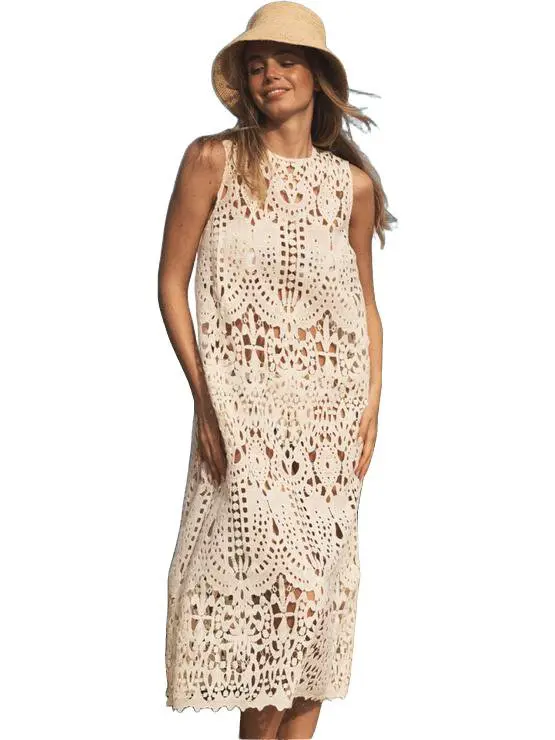 Mestiza New York Farfalle Crochet Midi Dress - Neutral