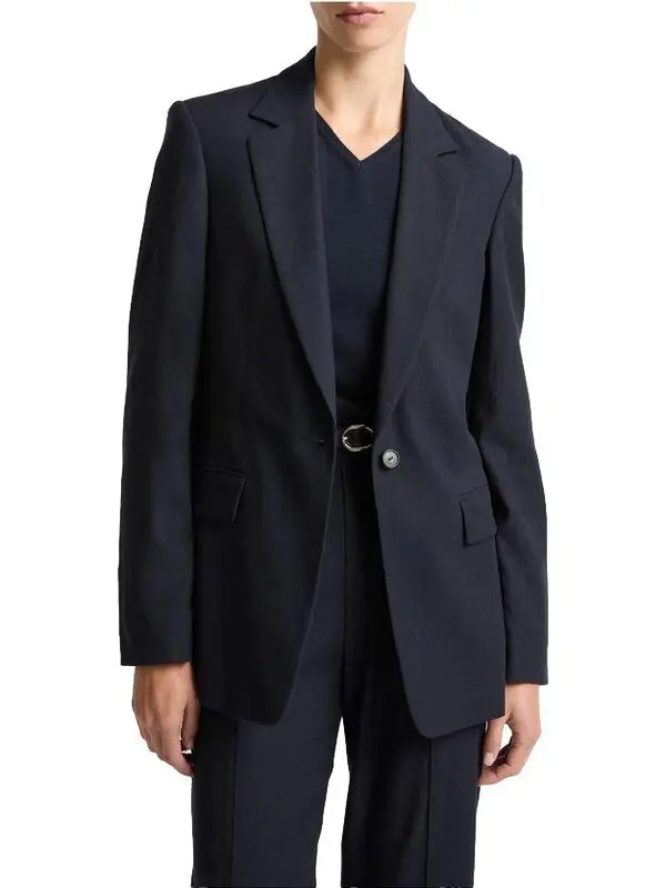 Vince Linen-blend Single-breasted Blazer - Black