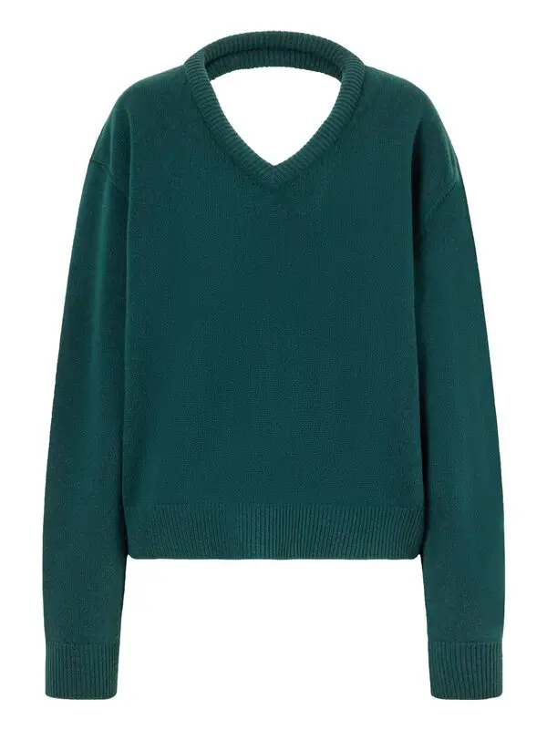 Acne Studios Leather-trimmed Wool Sweater - Green