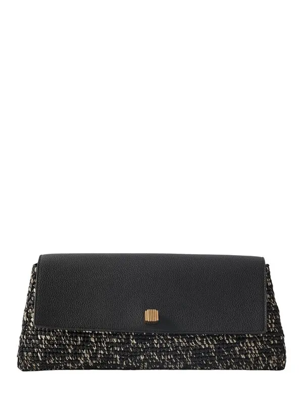 Khaite Audrey Textured-leather And Raffia Clutch - Multi