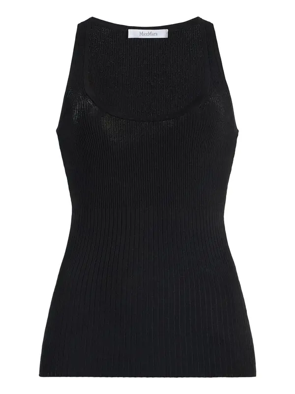 Max Mara Ribbed Knit Sleeveless Top - Black