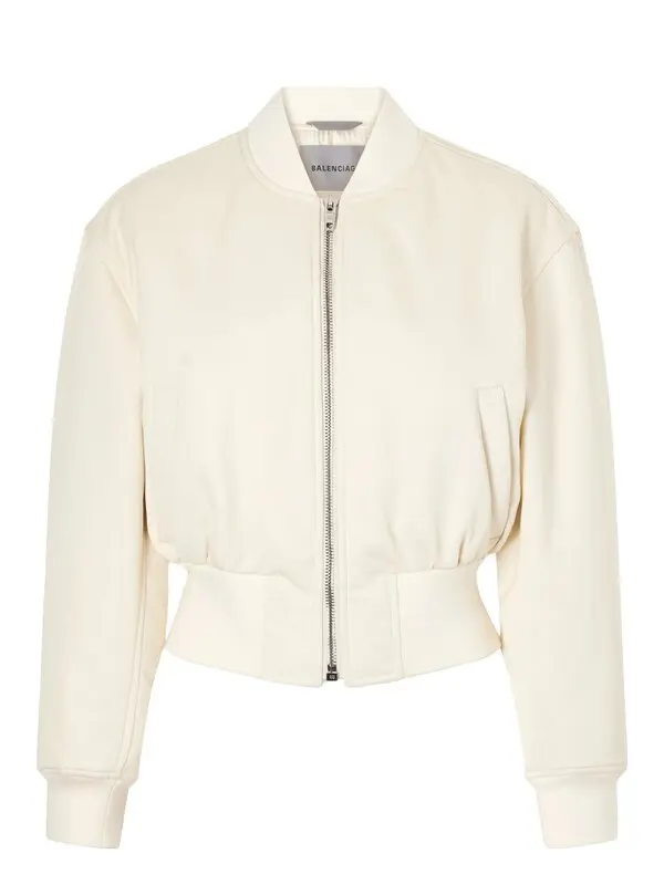 Balenciaga Cropped Shell Bomber Jacket - Neutrals