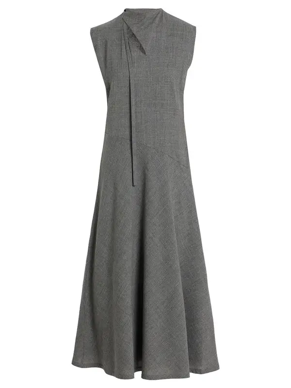 JIL SANDER Grain De Poudre Wool Midi Dress - Dark Gray