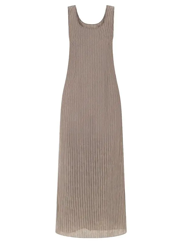 KALLMEYER Isadora Striped Linen Maxi Dress - Brown