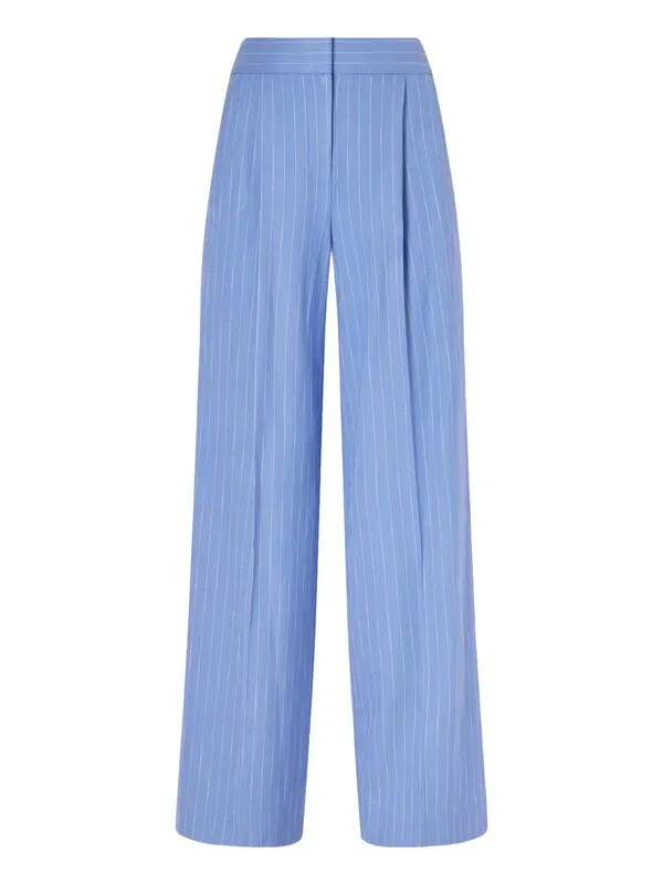 Veronica Beard Heyser Pinstriped Canvas Wide-leg Pants - Blue