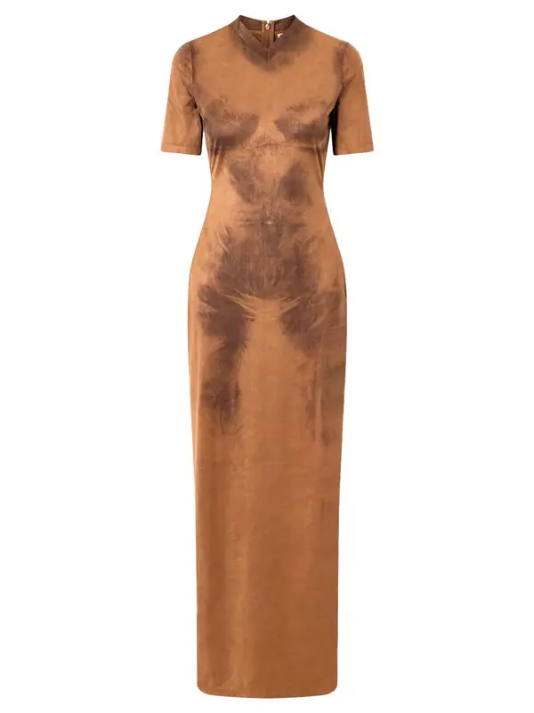 Acne Studios Printed Jersey Midi Dress - Brown