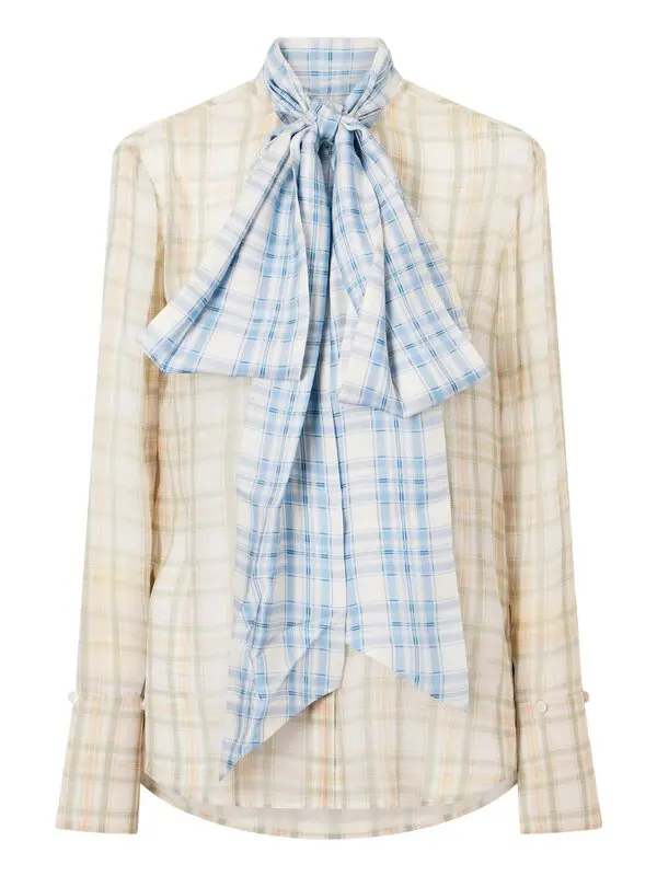 Acne Studios Serena Checked Silk-chiffon Shirt - Multi