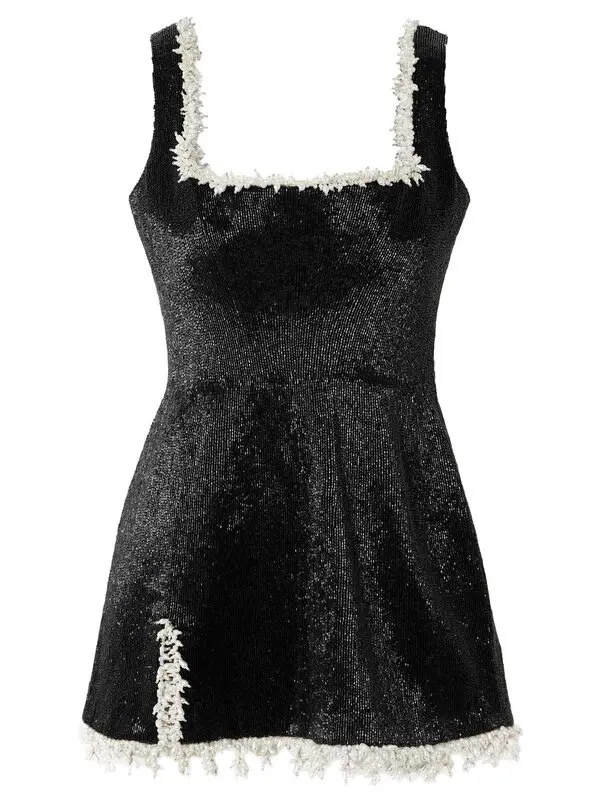 CLIO PEPPIATT Margot Embellished Satin Mini Dress - Black