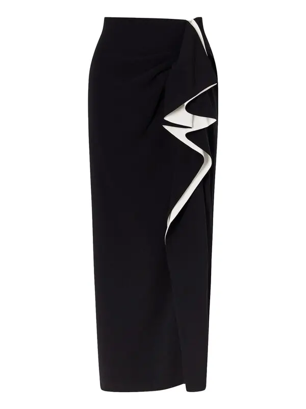 Proenza Schouler Cella Ruffled Crepe Maxi Skirt - Black