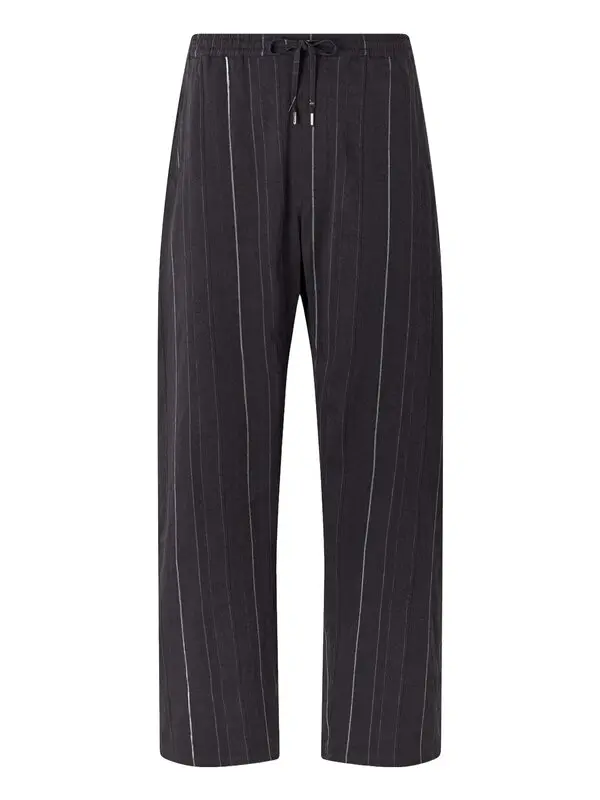 A KIND OF GUISE Samurai Straight-leg Striped Cotton And Linen-blend Trousers - Black