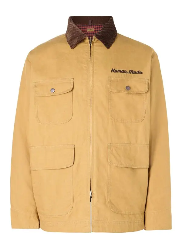 HUMAN MADE Hunting Corduroy-trimmed Padded Cotton-canvas Jacket - Beige
