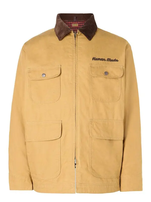 HUMAN MADE Hunting Corduroy-trimmed Padded Cotton-canvas Jacket - Neutrals