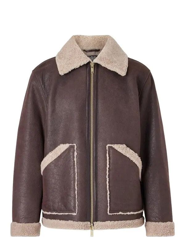 BARACUTA Shearling Aviator Jacket - Brown