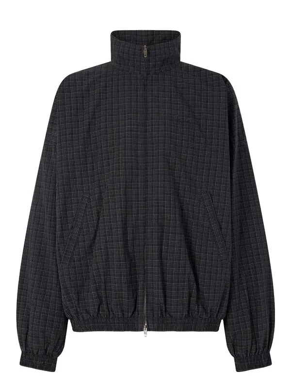 Balenciaga Logo-embroidered Checked Cotton Jacket - Blue