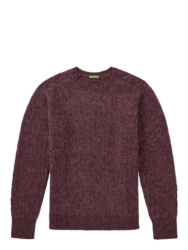 Sid Mashburn Cable-knit Wool Crewneck Sweater - Burgundy