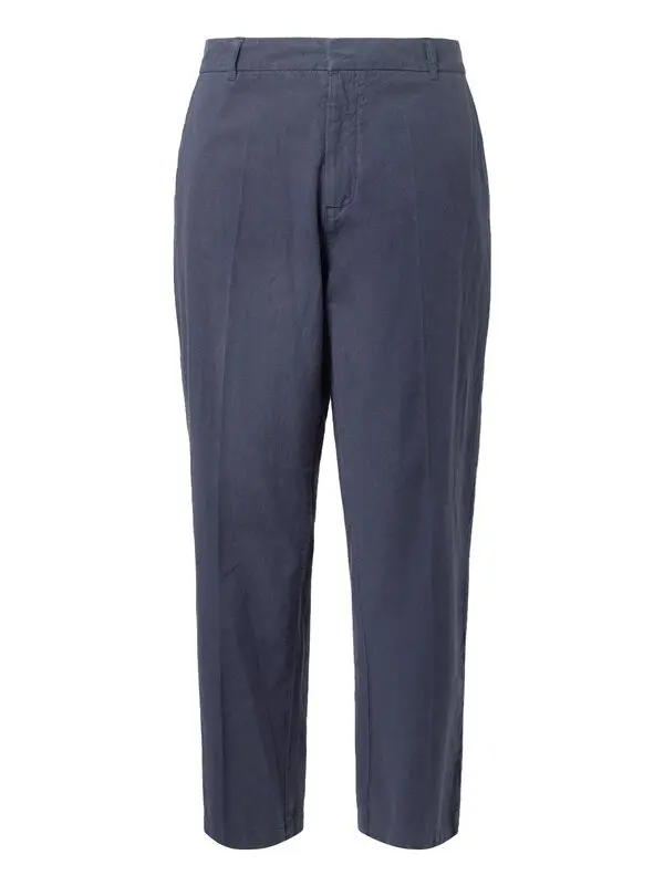 Folk Lunar Linen And Cotton-blend Suit Trousers - Blue