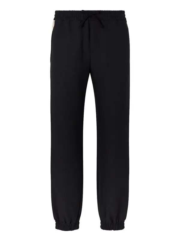 Valentino Garavani Tapered Logo-appliqued Striped Drill Sweatpants - Black