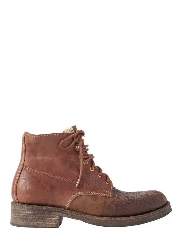 Visvim Virgil Distressed Leather Lace-up Boots - Brown