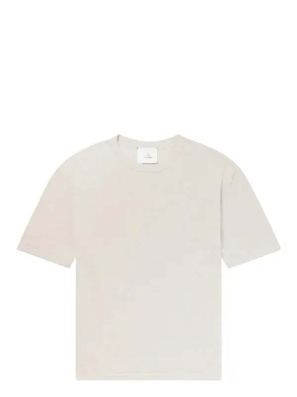 THE ELDER STATESMAN Lenny Ribbed Wool, Silk And Linen-blend T-shirt - Neutrals