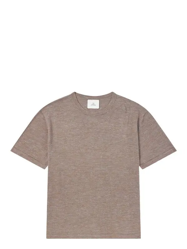 THE ELDER STATESMAN Lenny Wool, Silk And Linen-blend T-shirt - Brown