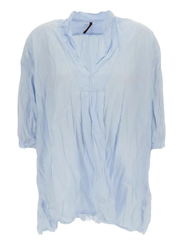 DANIELA GREGIS Kora Crinkled Cotton Shirt - Sky Blue