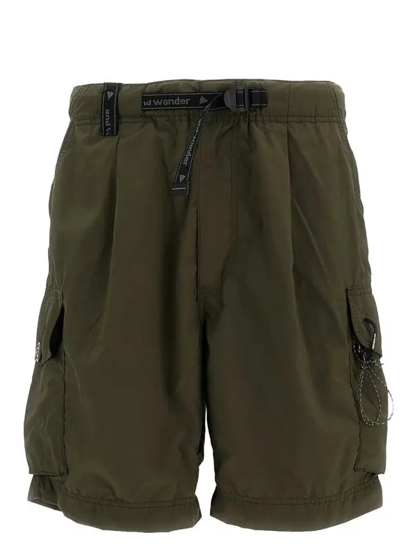 AND WANDER Oversized Cargo Bermuda Shorts - Green