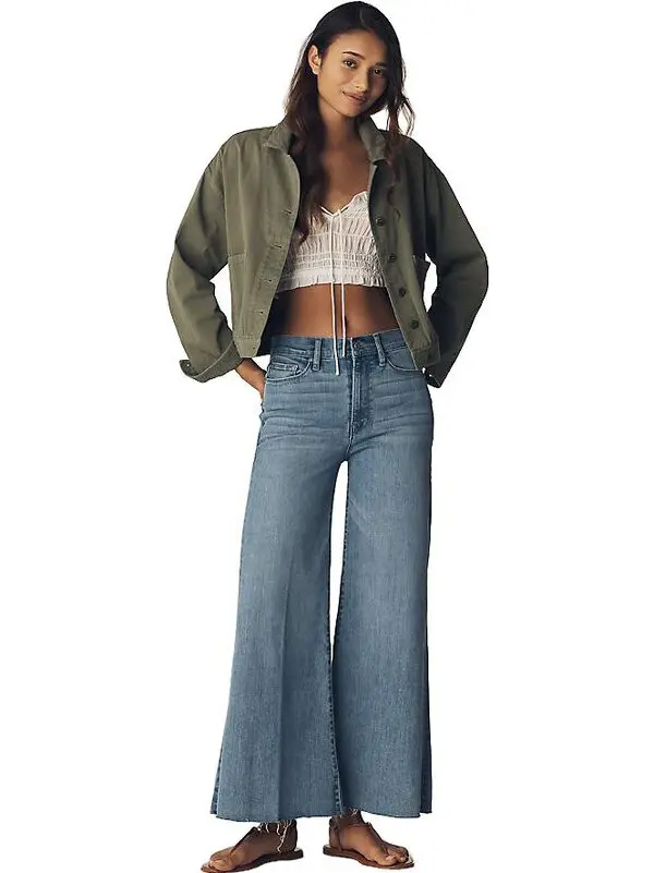 FRAME Le Palazzo High-rise Crop Wide-leg Jeans - Luma Raw After