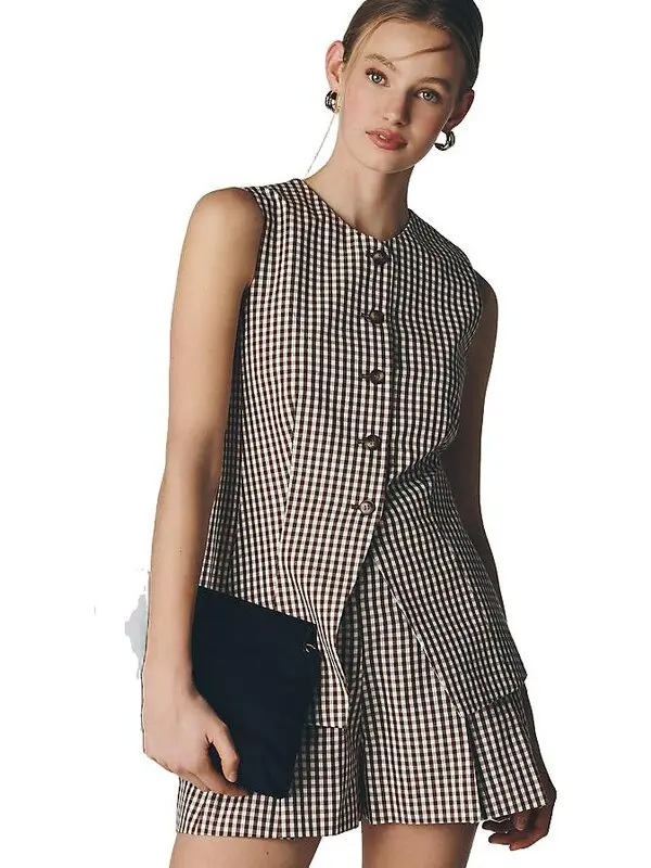 Astr The Label Karan Vest Top - Brown Checker