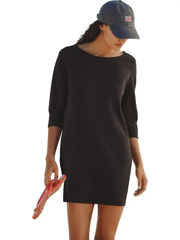 CELANDINE Punting Boat-neck T-shirt Mini Dress - Solid Black